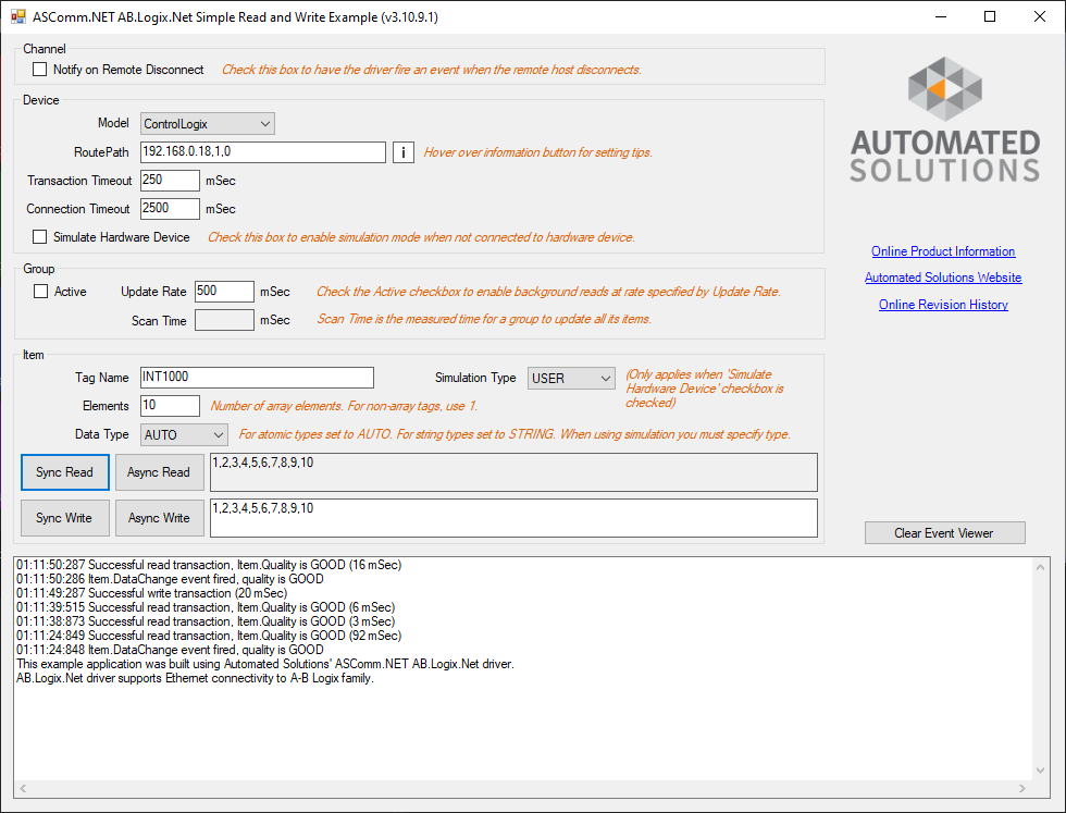 Allen-Bradley / Rockwell PLC Driver for .NET Framework 2.0-4.8 HMI ...