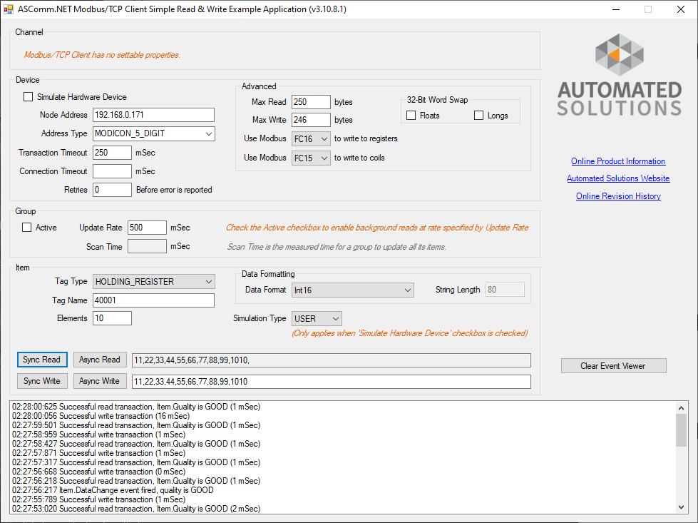 Modbus/TCP Client Driver for .NET Framework 2.0-4.8 HMI/SCADA - Visual Studio Marketplace